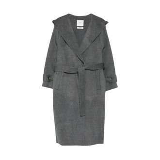 SOLOTRE Manteau &agrave; col ch&acirc;le et ceinture - Femme - Manteaux - Gris - Taille: 34 FR