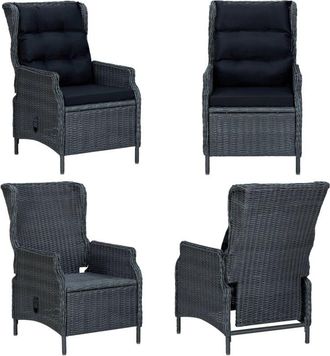 vidaXL Vidaxl - Verstellbarer Gartensessel mit Auflagen Poly Rattan Dunkelgrau - Gartensessel - Lounge Chair - Relaxsessel - Gartenm&ouml;beln - Rattan M&ouml;bel