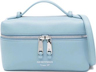 Emporio Armani Femme, Sacs, Bleu, Taille: ONE Size Vanity Case en Cuir Nappa