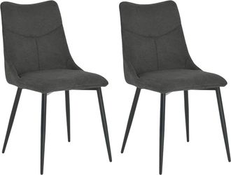 Byliving Esszimmerstuhl 2er Set Carlo/Webstoff anthrazit/Gestell Metall schwarz/Küchenstuhl / 4-Fuß-Stuhl/Polsterstuhl/B 59, H 88, T 47 cm