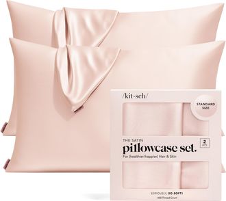 Kitsch Kissenbezug aus 100% Satin mit Rei&szlig;verschluss, weicher als Seidenkissenbezug f&uuml;r Haar und Haut, k&uuml;hlender Kissenbezug, Satin-Kissenbezug (Standard/Que