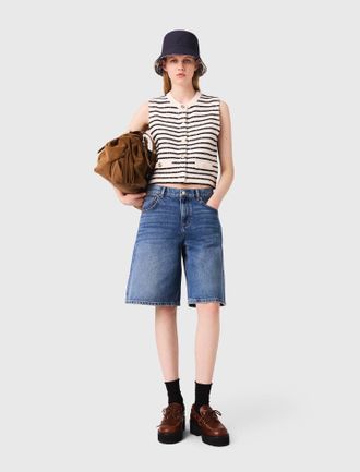 Maje Gestreiftes Top Aus Wollmischung - Blanc/marine - Maje