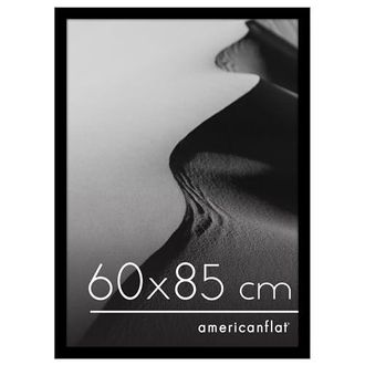 Americanflat Bilderrahmen 60x85 cm aus MDF-Holz mit bruchsicherem Plexi-Scheibe - Bilderrahmen quadratisch 85x60 mit integrierter Aufh&auml;ngung f&uuml;r die Wand - Schwarz