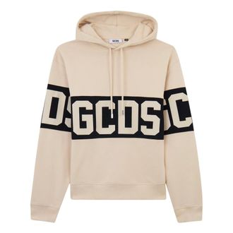 GCDS Gcds, Homme, Sweatshirts et sweats &agrave; capuche, Beige, Taille: XS Sweat &agrave; capuche avec logo de groupe