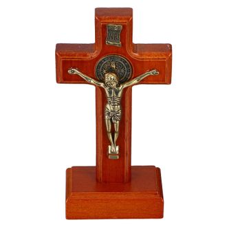 DOITOOL Jesus Wandkreuz mit St&auml;nder Katholisches Tisch und Wandkreuz H&ouml;lzerne Religi&ouml;se Dekoration f&uuml;r Andacht und Meditation