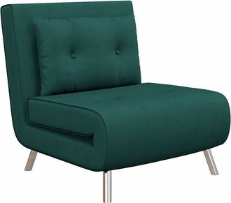 HOMCOM Homcom - Schlafsessel, Einzelsofa mit Bettfunktion, Klappsessel, G&auml;stebett mit Kissen, Polstersofa mit Samtoptik f&uuml;r Schlafzimmer, Wohnzimmer, 77 x