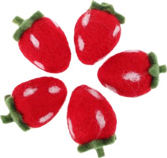Pretyzoom 5 St&uuml;ck Handgefertigte Filz Erdbeer Ornamente Aus Wollfilz Selbstgemacht Bastelset F&uuml;r Party Dekorationen Und Scrapbooking Nat&uuml;rliche Rote Beeren F&uuml;r 