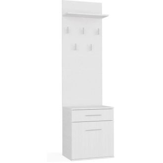 Topeshop Kleiderb&uuml;gel + Schuhschrank Duo wei&szlig; 180x50x35 cm Flur Korridor f&uuml;r Zuhause f&uuml;r B&uuml;ro