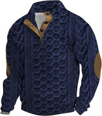 Generic Sweat-shirt &agrave; capuche pour homme | Sweat-shirt en polaire imprim&eacute; 3D | Pull de travail avec coudi&egrave;res | Sweat-shirt vintage sans capuche d&eacute;contract&eacute; t