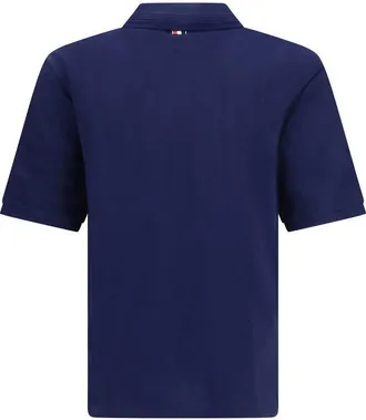 Thom Browne 4-Bar Cotton Jersey Polo Shirt - Navy
