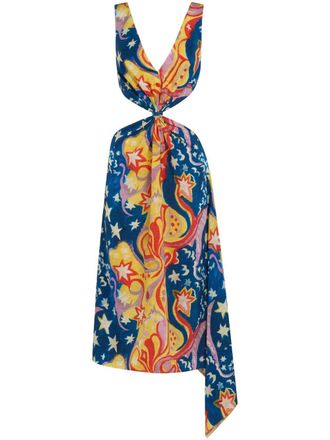 Marni robe mi-longue à étoiles imprimées - Bleu