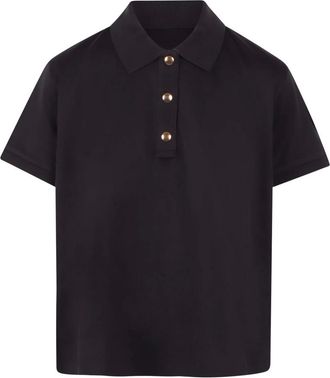 Moncler Femme, Tops, Noir, Taille: 38 FR Polo en coton finition satin&eacute;e