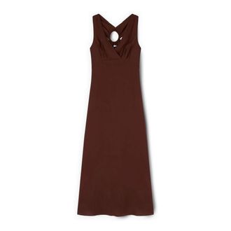 Motivi Langes Cr&ecirc;pe de Chine Kleid mit Ring - - Dresses - Damen - Braun - 2XS