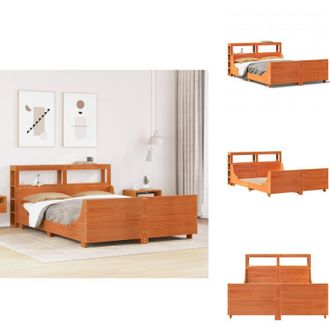 vidaXL Massivholzbett ohne Matratze Wachsbraun 160x200 Kiefernholz - Bettrahmen - Bettgestell - Bettgestelle - Schlafzimmerm&ouml;bel