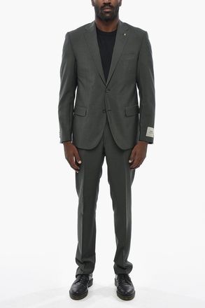 Corneliani CC COLLECTION Abito a 2 Bottoni in Lana Vergine e Mohair Con Spilla Iconica Corneliani