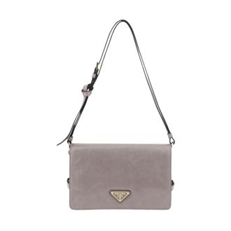 Prada Graue Leder Crossbody Schultertasche - - Bags - Damen - Grau - ONE SIZE