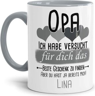 Tassendruck Geschenk Tasse mit Spruch PERSONALISIERT - Bestes Geschenk für Opa von Enkelkind - Kaffee-Tasse/Geschenkidee Geburtstag Vatertag/Vatertagsgeschenk - I