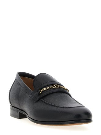 Valentino Garavani Mens Black Goatskin Slip-On Loafers