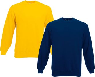Fruit Of The Loom 2er Herren Sweatshirt Classic Set In Sweat M L XL XXL 3XL 4XL 5XL| Oeko-Tex Zertifiziert |Verschiedene Farbsets & HLKauf-Block(1x Gelb, 1x Navy & 1x H