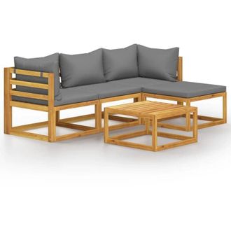 vidaXL Vidaxl - 5-tlg. Garten-Lounge-Set mit Kissen Massivholz Akazie