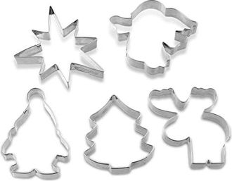 Dr. Oetker Plätzchen Ausstecher Weihnachten 5er Set - Ausstechformen White Christmas Baking - Plätzchenausstecher aus rostfreiem Edelstahl zu Weihnachten