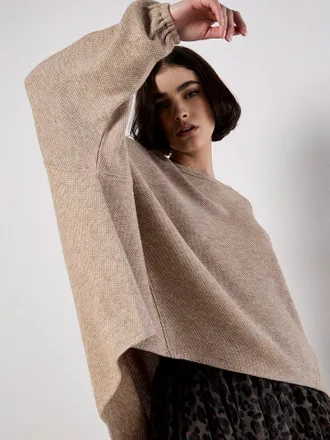Apricot Fledermauspullover Oversized Pullover im Wabenstrick