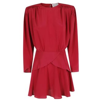 Erika Cavallini Semi Couture Rubin Silvana Kleid mit R&uuml;schen - - Dresses - Damen - Rot - S