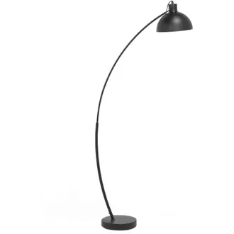 Beliani Stehlampe Schwarz Metall 155 cm verstellbarer Schirm Kabel mit Schalter Bogenlampe Industrie Design
