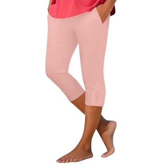 Generic Pantalon 3/4 pour femme - Pantalon d&eacute;t&eacute; l&eacute;ger - Legging court avec poches pour femme - Pantalon de sport confortable - Couleur unie - Taille haute - P