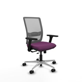 Piqueras y Crespo Gepolsterter Schreibtischstuhl mit 3D-Armen, h&ouml;henverstellbare Lendenwirbelst&uuml;tze, ausgestattet mit Syncro/Traslack und injiziertem Schaumstoff, Grau/