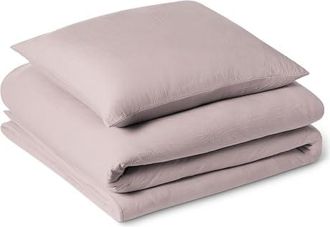 Amazon Basics Vorgewaschenes Mikrofaser-Bettwäsche-Set, extra weich, natürlicher Knitter-Look, bügelfrei, 2-teilig, Einzelbett, Bettbezug 135 x 200 cm & Kissenbezug