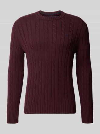 Superdry Strickpullover mit Zopfmuster und Rundhalsausschnitt
