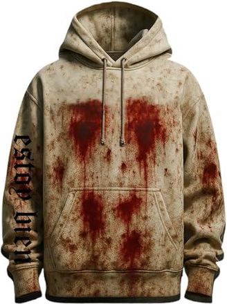 Generic Sweat &agrave; capuche imprim&eacute; &laquo; IM Fine &raquo; pour Halloween, motif &eacute;claboussures de sang, D, 3XL