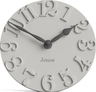 Jones Clocks Hampstead Schreibtisch Uhr | Freistehend | Hellgrau | Elegante, erhabene Ziffern | Ideal f&uuml;r Regal, Kaminsims, Wohnzimmer, Homeoffice oder Nachttisch