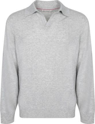 Brunello Cucinelli Homme, Tops, Gris, Taille: S Pull Polo