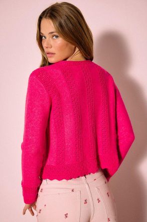 Next Strickjacke Strickjacke mit H&auml;kelbesatz und Bindedetail (1-tlg)