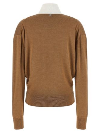 Paco Rabanne Perforated Intarsia Virgin Wool Sweater - Camel