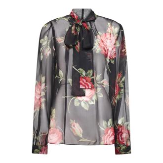 Dolce & Gabbana Chiffon-Top mit Rosenbouquet-Print - - Blouses & Shirts - Damen - Mehrfarbig - L
