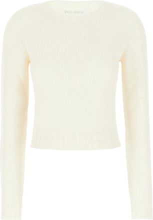 Palm Angels Femme, Pulls, Blanc, Taille: 42 FR Curved Logo Sweater