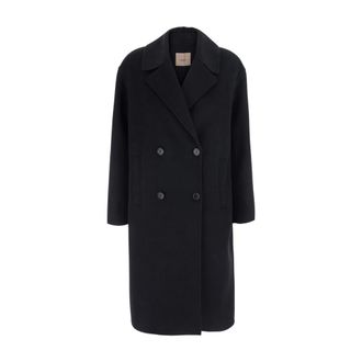 Twinset Mantel mit Reverskragen und Knopfverschluss - - Coats - Damen - Schwarzk - XS