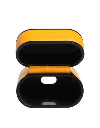 Dolce & Gabbana Womens Case Yellow Calf Leather Logo Flip Holder Strap Airpods Polyurethane Accessory