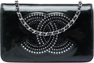 Chanel Pre-owned Portefeuille &agrave; cha&icirc;ne - Femme - Pre-owned - Noir - Taille: ONE Size