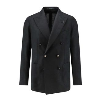 Tagliatore Blazer crois&eacute; &agrave; motif chevrons - Homme - Vestes - Noir - Taille: L