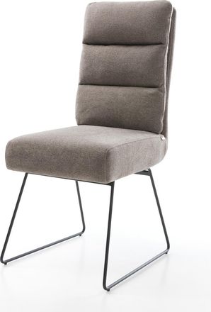 DELIFE Esszimmerstuhl Pela-Flex Strukturstoff Soft Taupe Kufengestell Schwarz Taschenfederkern, Esszimmerst&uuml;hle