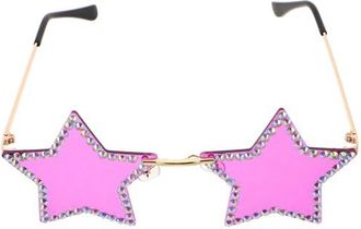 IFUNDOM Lunettes de Soleil Fantaisie D&Eacute;toile sans Monture Cristaux Scintillants Verres Violet Transparent Cadre Dor&eacute; Protection UV Lunettes de Soleil pour Fem