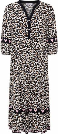 Zwillingsherz Maxikleid Classic Leo Leomuster, Knopfleiste und 3/4 Arm