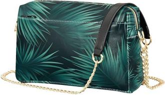 Mnsruu Sacs à bandoulière en cuir pour femme, motif feuilles de jungle, sac à main