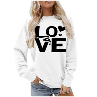 Generic Pull pour femme - Sweat &agrave; capuche pour la Saint-Valentin - Imprim&eacute; - T-shirt &agrave; manches longues d&eacute;contract&eacute; - Ample - Oversize - Haut de sport - Chemis