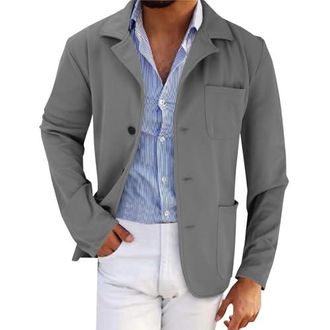 Generic Blazer ample et léger pour homme - Coupe ample et légère avec poches - Manteaux de sport classiques et décontractés - Manteau à revers à 3 boutons - T