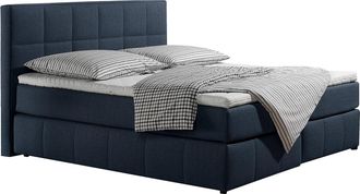 Loftscape home24 Boxspringbett Lifford 100 x 200cm Blau/Jeansblau H2 Bonellfederkernmatratze
